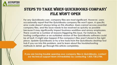 PPT A Quick Fix Guide For QuickBooks Company File Won T Open Issue PowerPoint Presentation