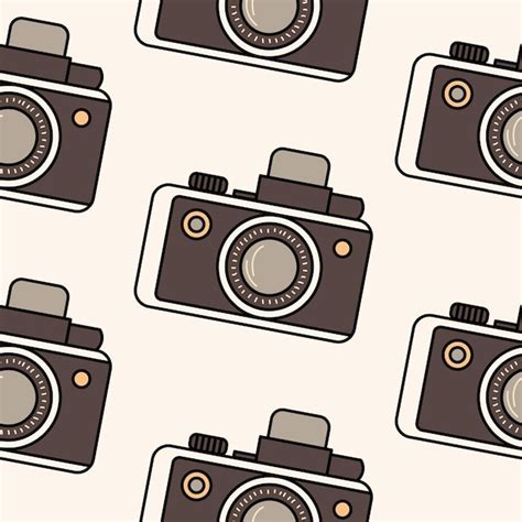 Premium Vector Minimalistic Seamless Pattern Brown Vintage Camera In Retro Colors Isolated On