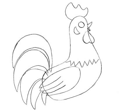 نقاشی خروس کودکانه با آموزش تصویری