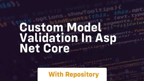 Custom Model Validation In Asp Net Core Youtube