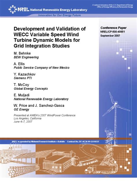 Development And Validation Of Wecc Variable Speed Wind Turbine Dynamic
