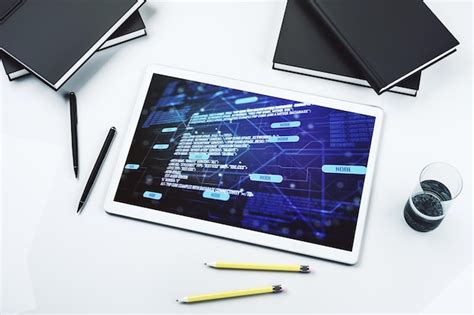 Premium Photo Abstract Creative Coding Illustration On Modern Digital Tablet Display Software