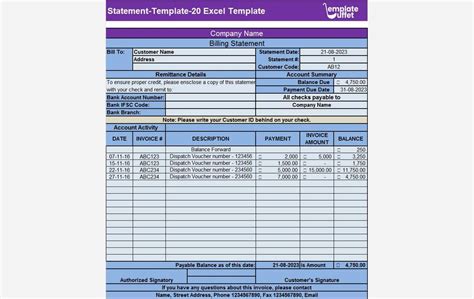 Excel Statement Template