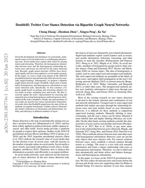 Pdf Doubleh Twitter User Stance Detection Via Bipartite Graph Neural