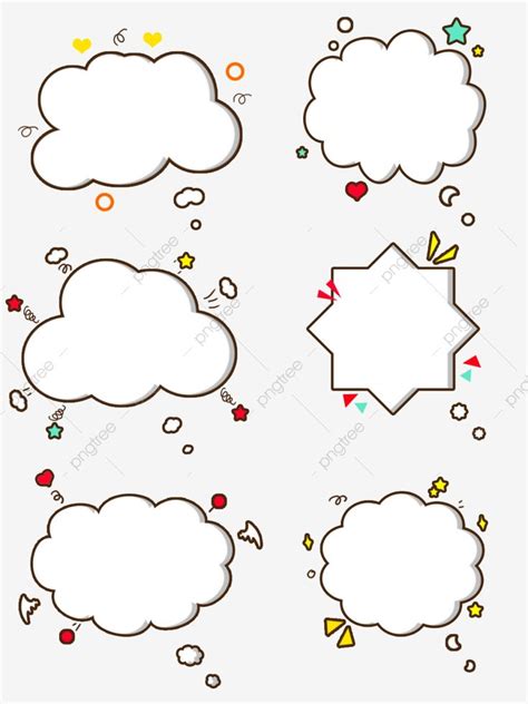 Bubble Dialog PNG Transparent Cartoon Cute White Clouds Dialog Bubble Border Elements Cloud