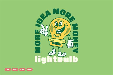 Retro Lightbulb Character Objects Ft Retro And Cartoon Envato
