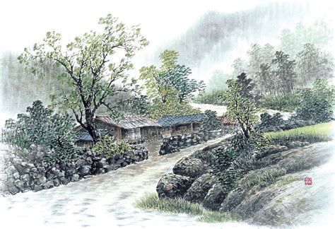 동양화 한국화 수묵담채화 풍경화 산수화 거실액자 인테리어액자 네이버 블로그