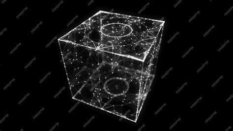 Premium Photo Abstract White Cube On Black Background Wireframe Square Structure With Glowing