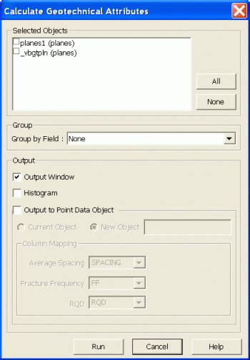 calculate geotechnical attributes dialog