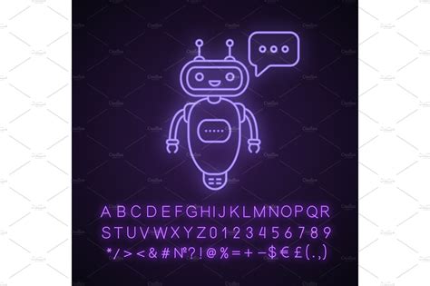 Chatbot Typing Answer Neon Icon Outline Icons ~ Creative Market