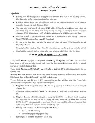 đề thi java ptit PDF