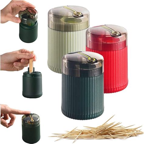 Automatic Toothpick Dispenser Holder With Toothpicks Pop Up Toothpick