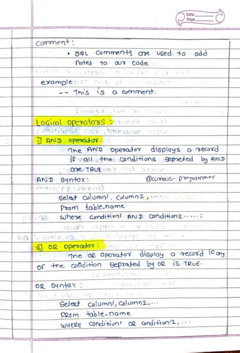 SQL Basics Handwritten Notes PDF A Pen And Paper Approach To Fundamental Database Mastery