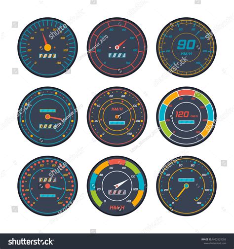 Set Car Speedometer Level Indicator Icons Stock Illustration 1852925059 | Shutterstock