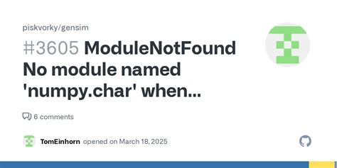 Modulenotfounderror No Module Named Numpychar When Importing