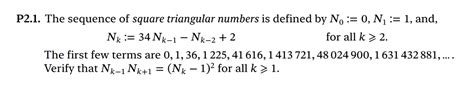 Solved 2 1 The Sequence Of Square Triangular Numbers Is