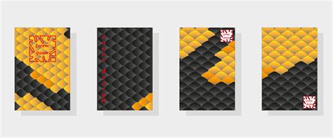 커버에 대 한 세련 된 현대적인 디자인 서식 파일의 집합입니다 국립 동양 패턴 잉어 잉어의 다 색된 물고기 비늘 벡터 일러스트입니다 개념에 대한 스톡 벡터 아트 및 기타