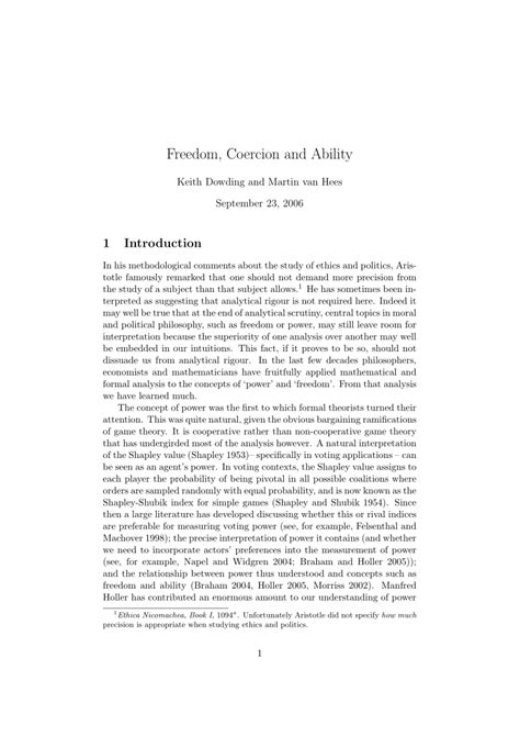 Pdf Freedom Coercion And Ability