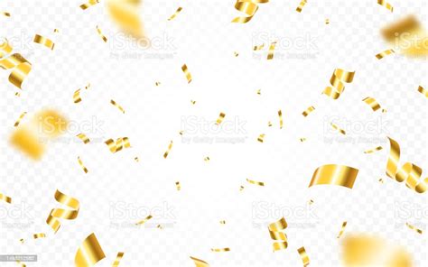 금색 색종이 밝은 떨어지는 반짝이 휴일 포스터 개념입니다 노란색으로 빛나는 입자 기념일 또는 생일 디자인 템플릿입니다 반짝이는 카니발 장식 벡터 그림 색종이 조각에 대한