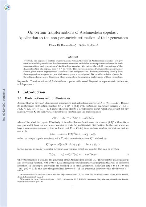 Pdf On The Distortions Of Archimedean Copulas Application To The Non Parametric Estimation
