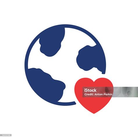 사랑 지구 실루엣 아이콘입니다 하트 모양과 글로브 플래닛 픽토그램 자선 단체 기부 단체 및 국제 사랑의 개념 지구와 세상을 구하십시오 벡터 그림 Charitable