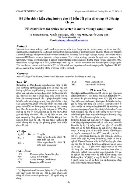 6 Pr Controllers For Series Converter In Active Voltage Conditioner Pdf