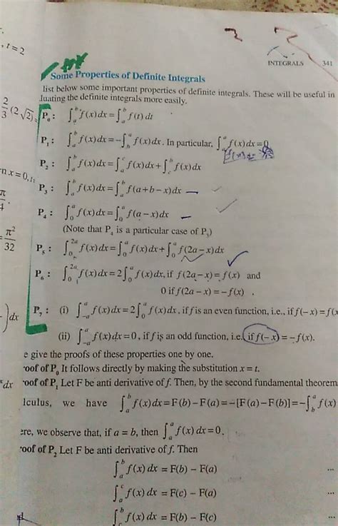 Some Properties Of Definite Integrals List Below Some Important Propertie
