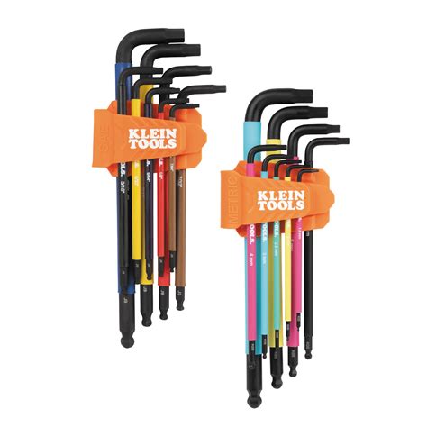 Color Coded Hex Key Set Sae And Metric 18 Piece Bls18 Klein Tools