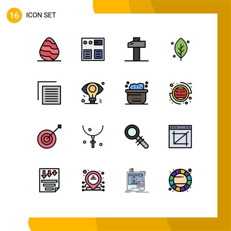 Set Of 16 Vector Flat Color Filled Lines On Grid For User Document Carpentry Spring Leaf