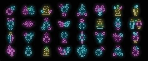 Gender Identity Icons Set Neon 46038628 Vector Art At Vecteezy
