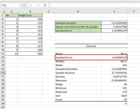 how to calculate standard error in excel spreadcheaters