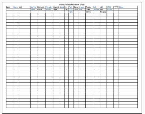Maintence Sheet Log Bambu Lab X1 Series Bambu Lab Community Forum