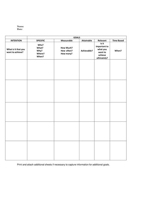 Free Printable Goal Chart Templates Pdf Word Excel