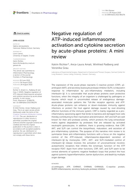 Pdf Negative Regulation Of Atp Induced Inflammasome Activation And