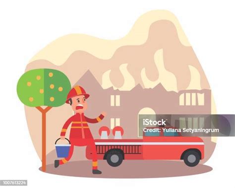 귀여운 사랑 스러운 소방 관 소방 관 소방 직업 만화 캐릭터 구조에 대한 스톡 벡터 아트 및 기타 이미지 구조 귀여운 낙서 드로잉 Istock