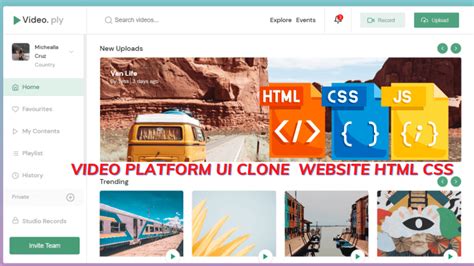 Create Video Platform Ui Clone Html Css Complete Code