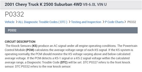 Code P P Knock Sensor Or PCM