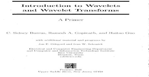 Pdf Introduction To Wavelets And Wavelet Transformsbme2autacirmhmoradiwaveletreference