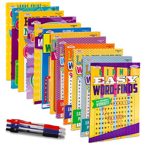Variety Savings 12 Pack Large Print Wordsearch Puzzle Books Brain