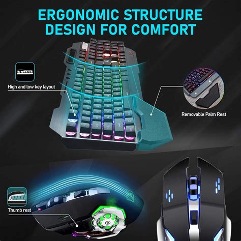 Wireless Gaming Keyboard Mouse And Wired Computer Speaker With Rainbow Rgb Backlit Rechargeable