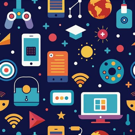 Tech Seamless Pattern Vector Art And Illustration Premium Ai