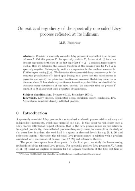 pdf on exit and ergodicity of the spectrally one sided lévy process