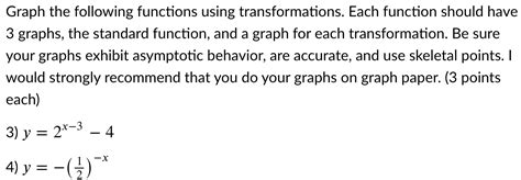 Solved Graph The Following Functions Using Transformations