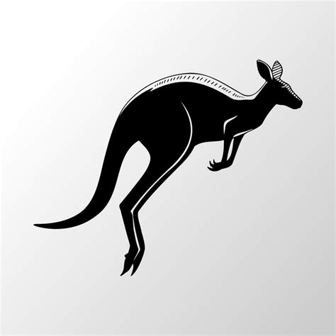 Jumping Kangaroo Silhouette Illustration Isolated On White Background