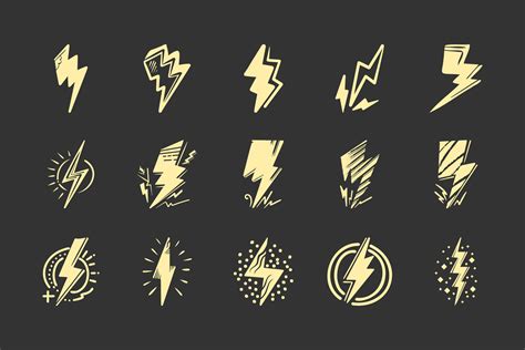 Hand Drawn Doodle Electric Lightning Symbol Sketch Thunder Icon