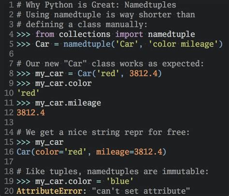 dan bader on twitter 🐍 python s namedtuples can be a great