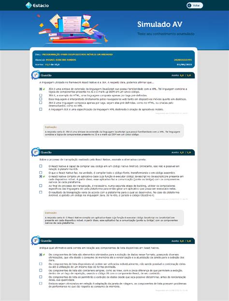 Simulado ProgramaÇÃo Para Dispositivos MÓveis Em Android Programação