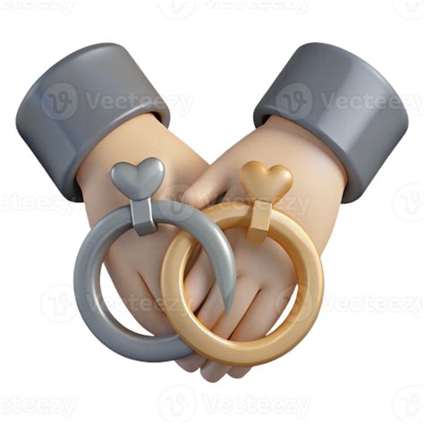 3d Cartoon Hands Holding Intertwined Rings 52554933 Png