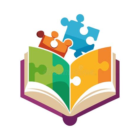 Book With Puzzle Pieces Knowledge Education Learning And Problem Solving Illustration Stock