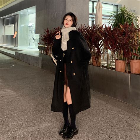 가을겨울신상코트데이트룩 카라 긴팔 더블 버튼 모직 롱 코트 캠퍼스룩 여행룩 소풍룩 오피스룩